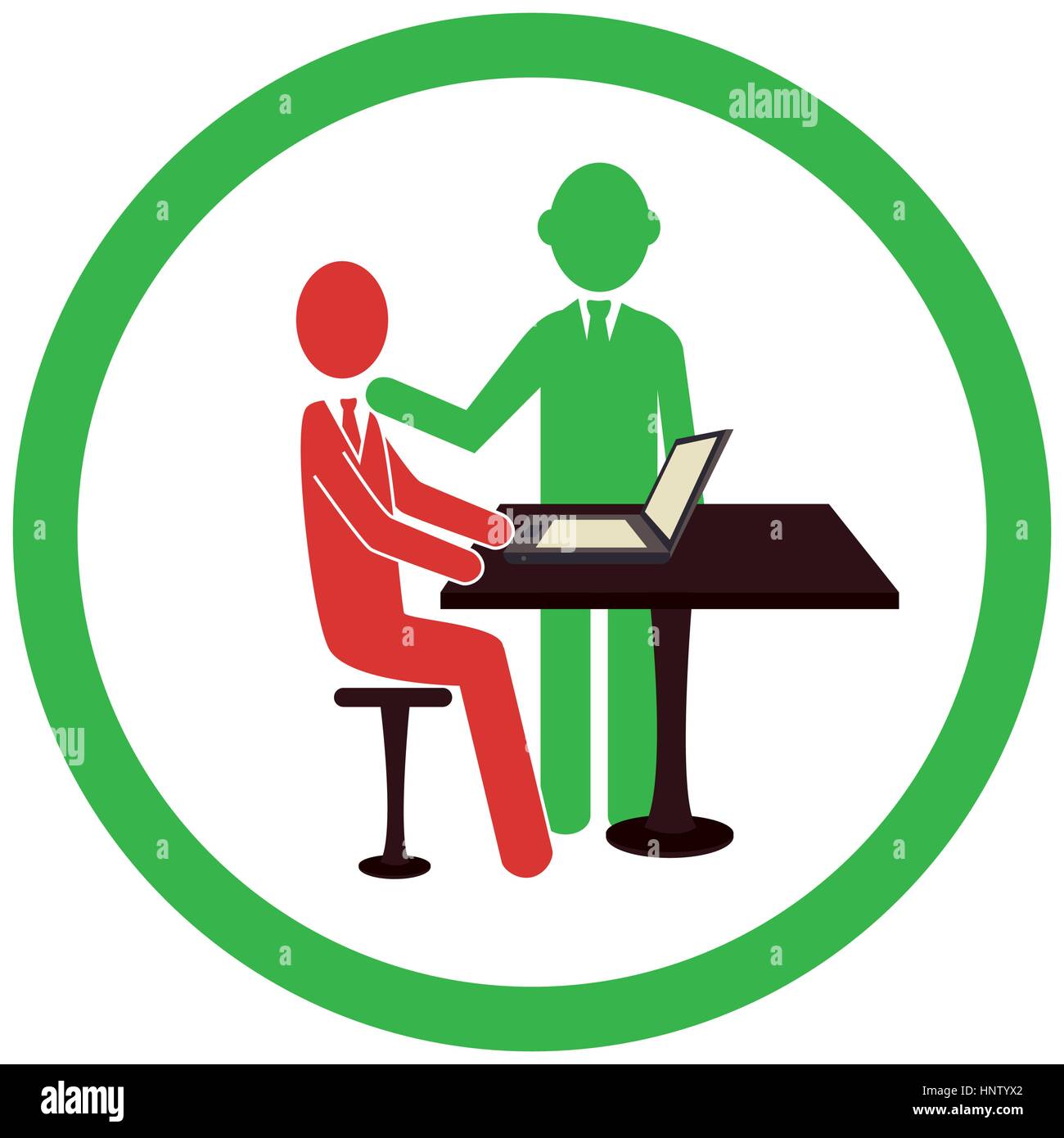 circular border worker with boss in office vector illustration Stock ...