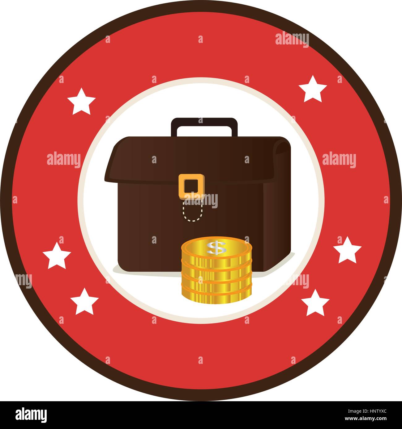 circular frame with portfolio with stack coins vector illustration ...