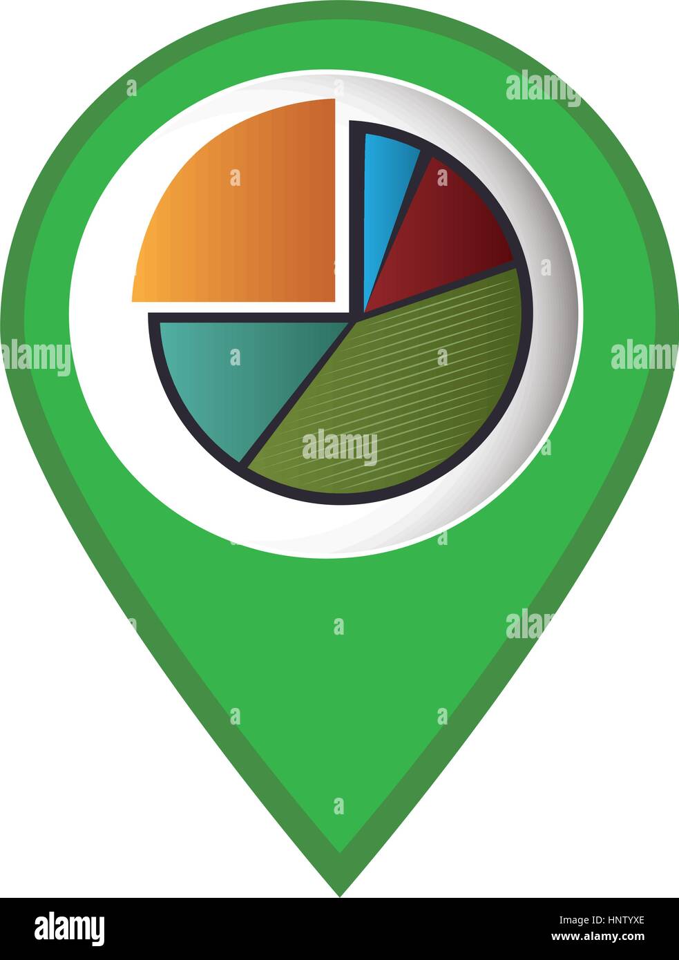 mark icon pointer with Pie chart graphic vector illustration Stock ...