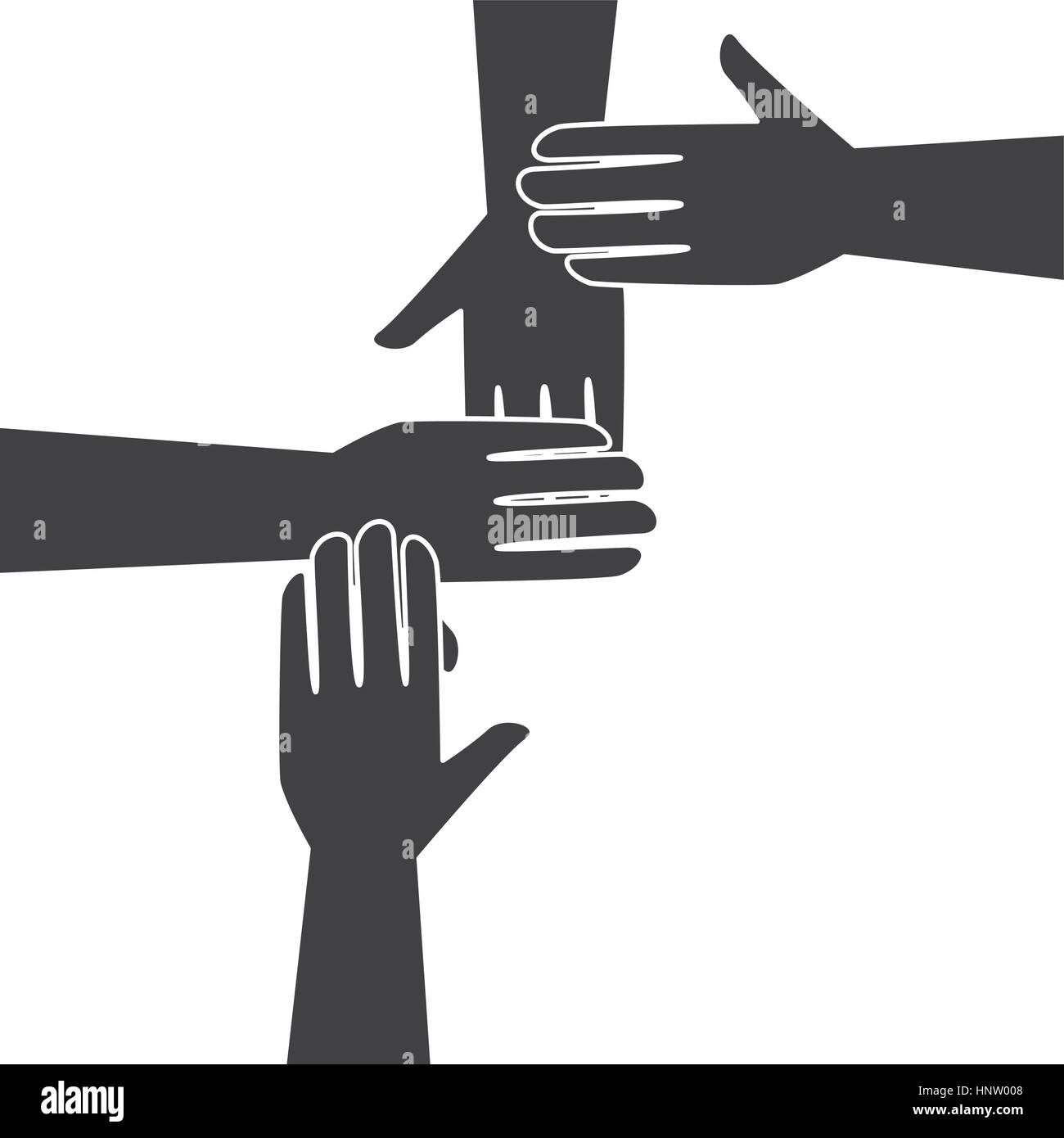 monochrome silhouette hands teamwork icon design vector illustration ...