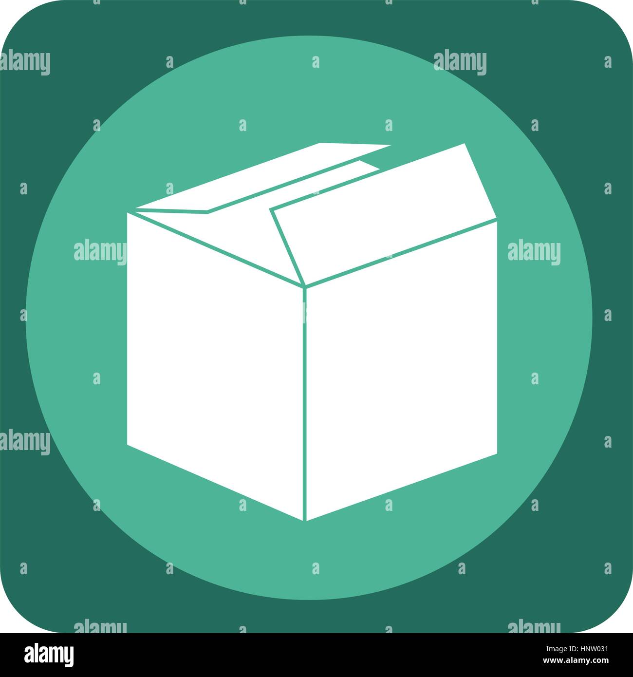 square emblem with open packing box vector illustration Stock Vector ...