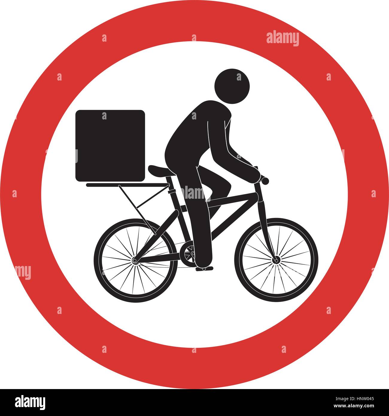 road sign with delivery man in bike vector illustration Stock Vector ...