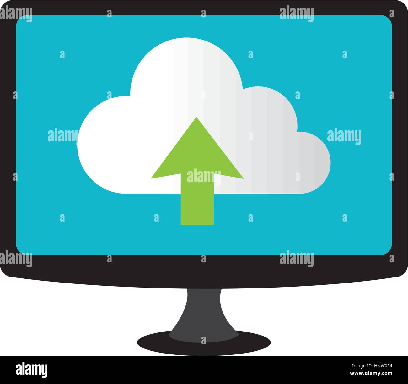 color lcd monitor with cloud upload service vector illustration Stock ...
