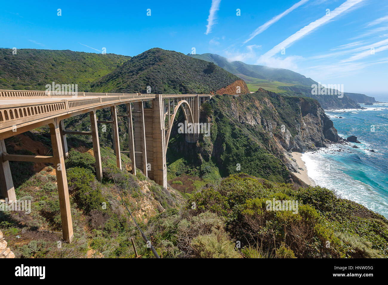 Bixby Bridge, The famous bridge on highway one in California Stock ...