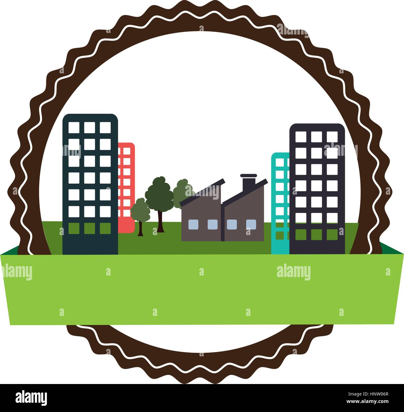 circular landscape with ecology city vector illustration Stock Vector ...