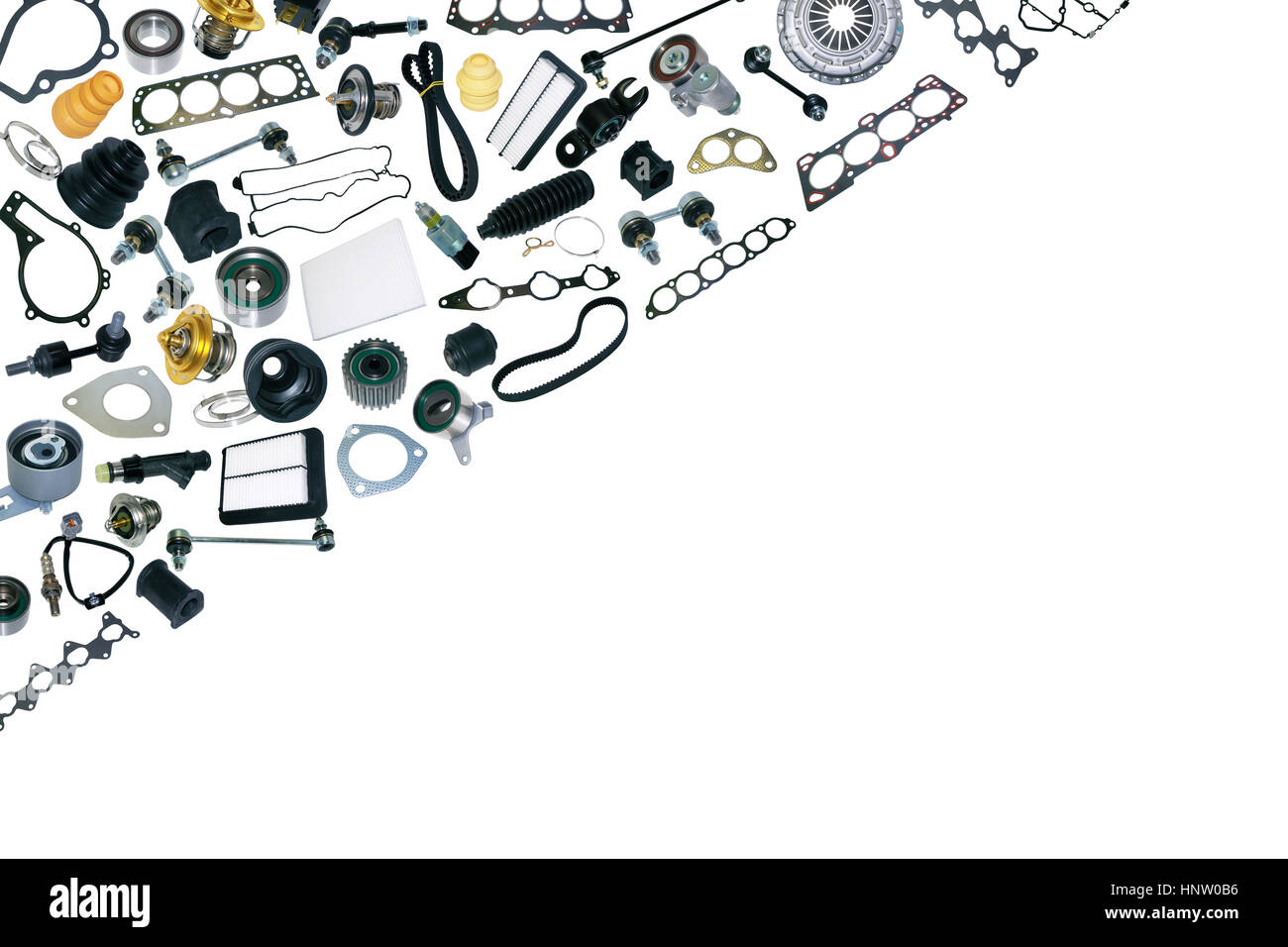 Spare parts car on the white background Stock Photo - Alamy