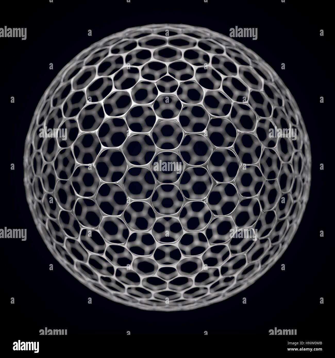 conceptual 3d illustration of spherical graphene structure. thin ...