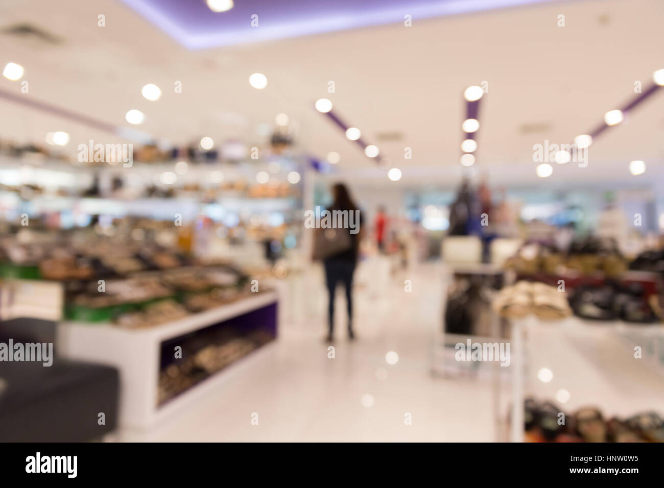 shoes selling in department store for use as shopping concept, blur ...