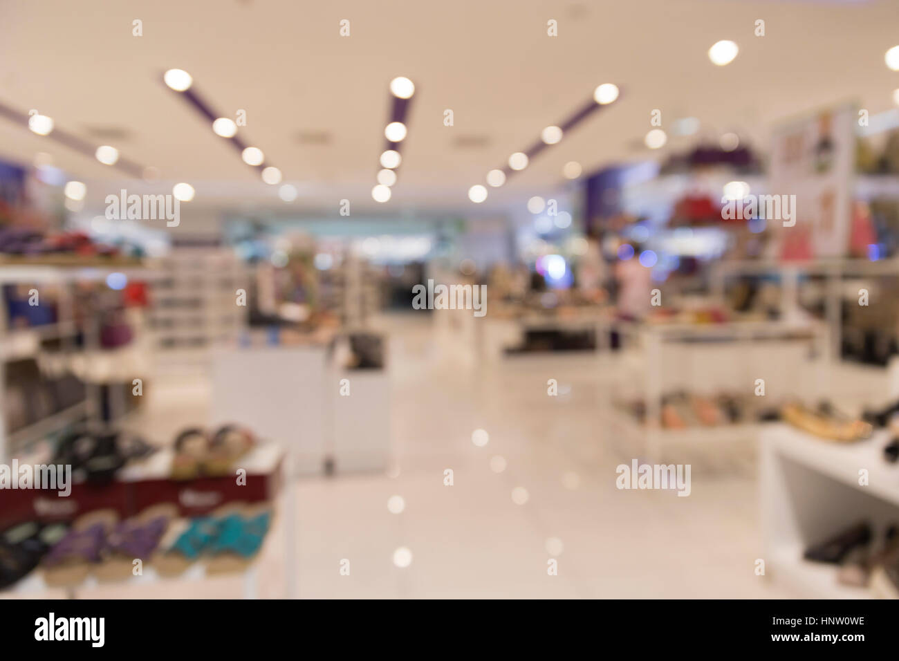 shoes selling in department store for use as shopping concept, blur ...