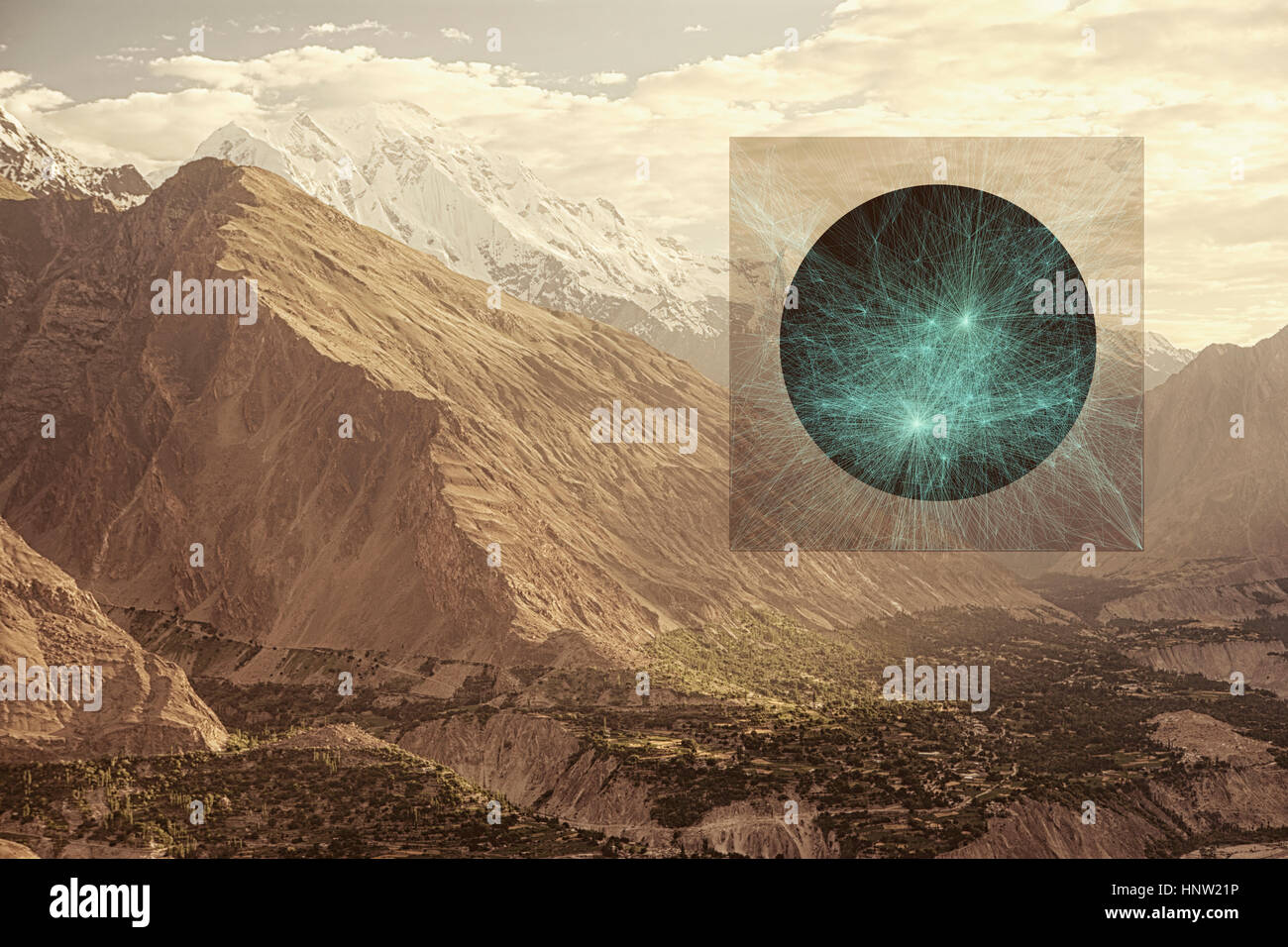 Glowing sphere in mountains, Hunza, Northern Areas, Pakistan Stock ...