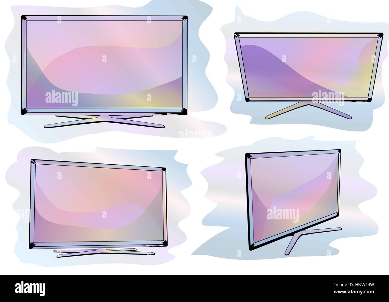 set of tv. four television on multicolor background Stock Vector Image ...