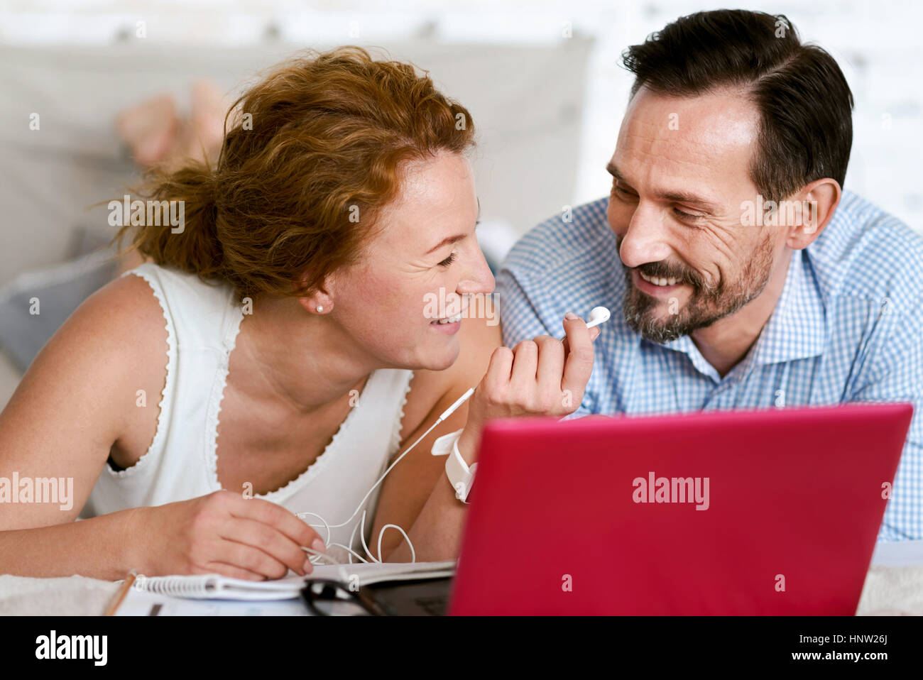 Amused middle aged couple having fun at home Stock Photo - Alamy