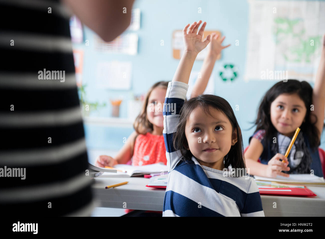 Young Student Raising Hand