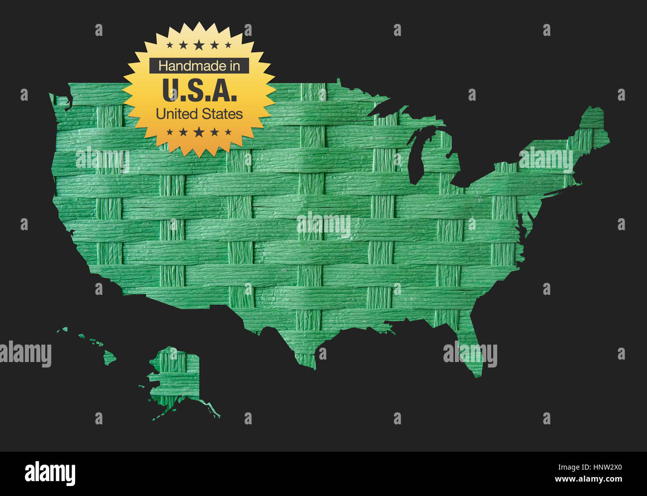 Handmade in the USA - quality badge map illustration Stock Photo - Alamy