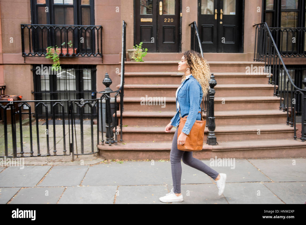 Women walking side profile sidewalk day adult hi-res stock photography ...