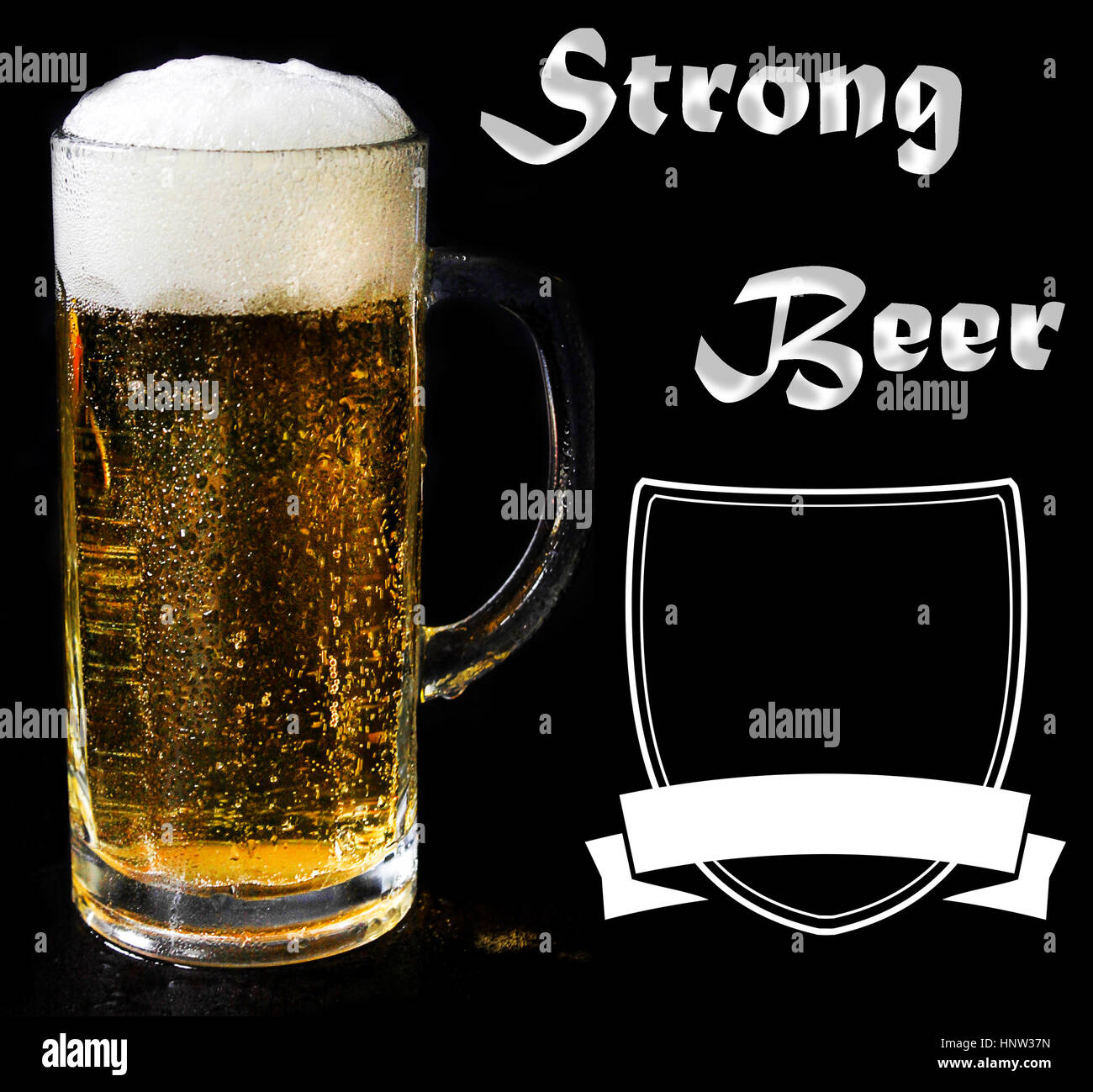 beer logo on a black background, close up Stock Photo - Alamy