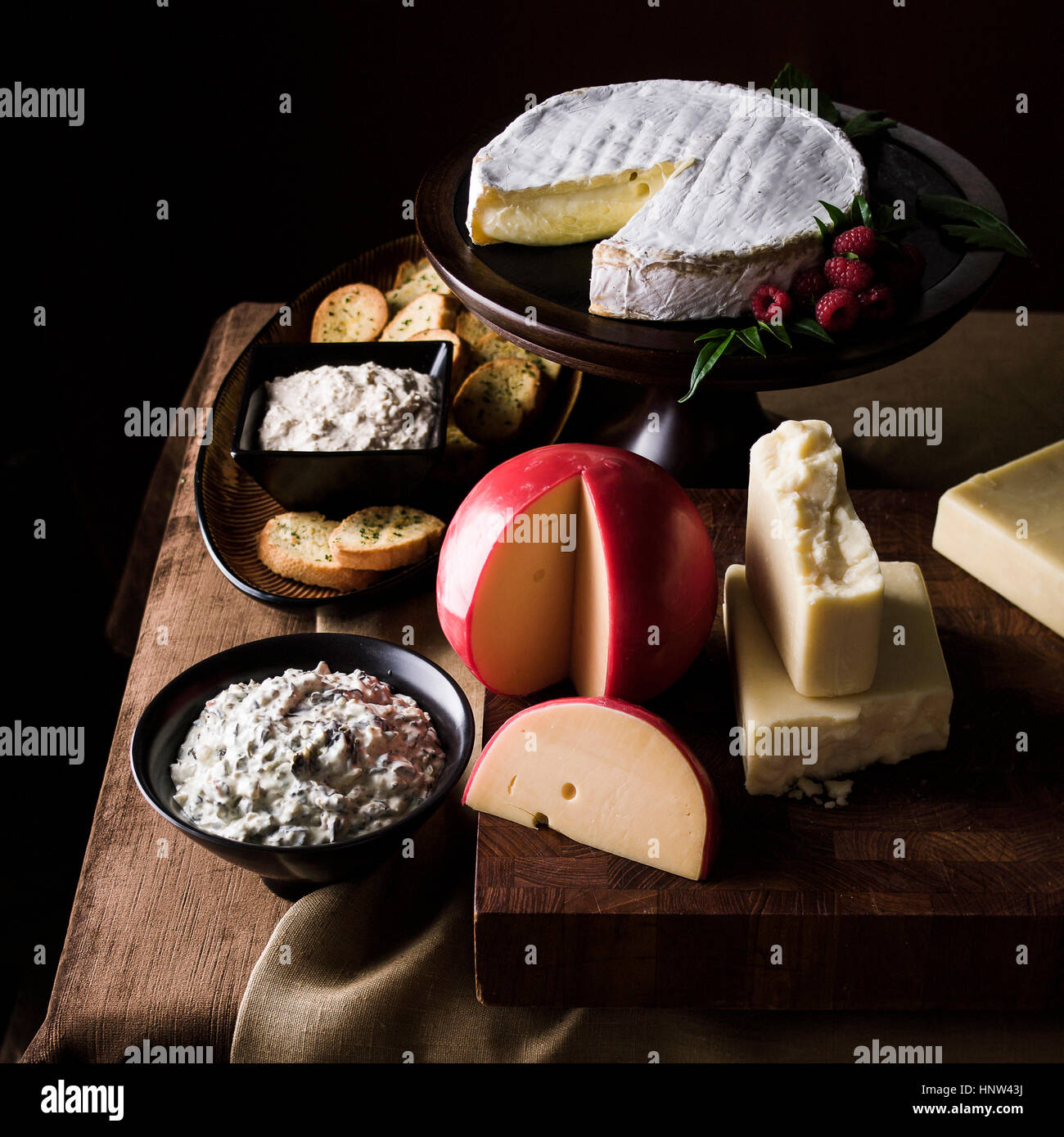 Close up assorted cheeses bread hi-res stock photography and images - Alamy