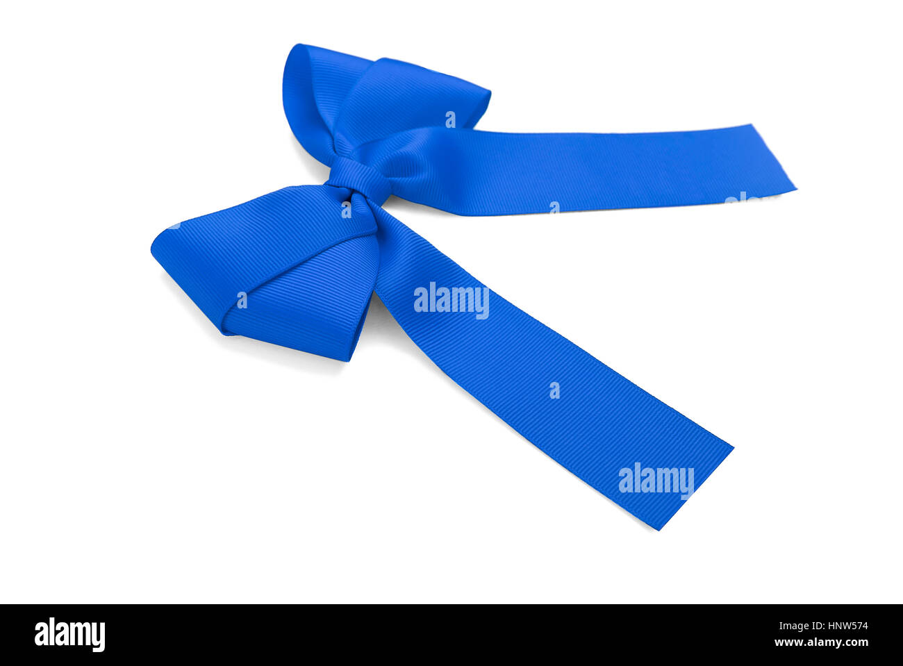 Blue satin bow. Isolated on white background Stock Photo - Alamy