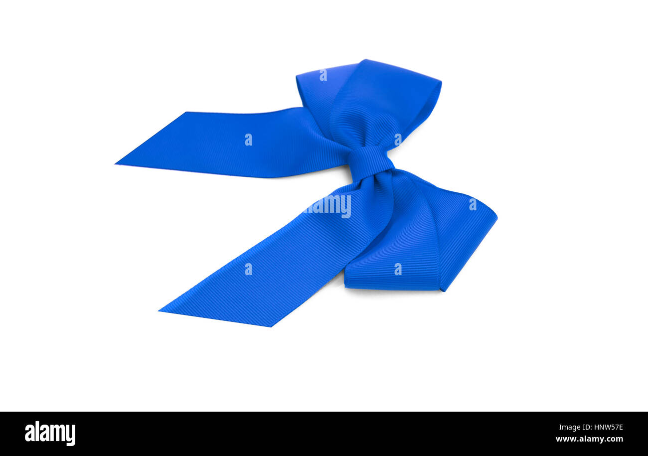 Blue satin bow. Isolated on white background Stock Photo - Alamy
