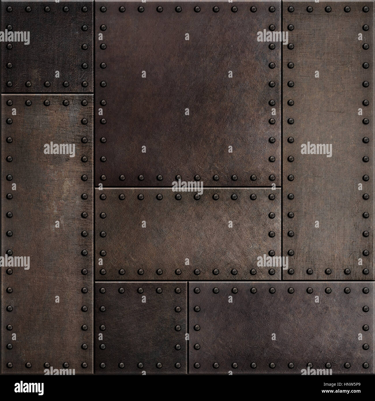 Dark rusty metal plates with rivets seamless background Stock Photo - Alamy
