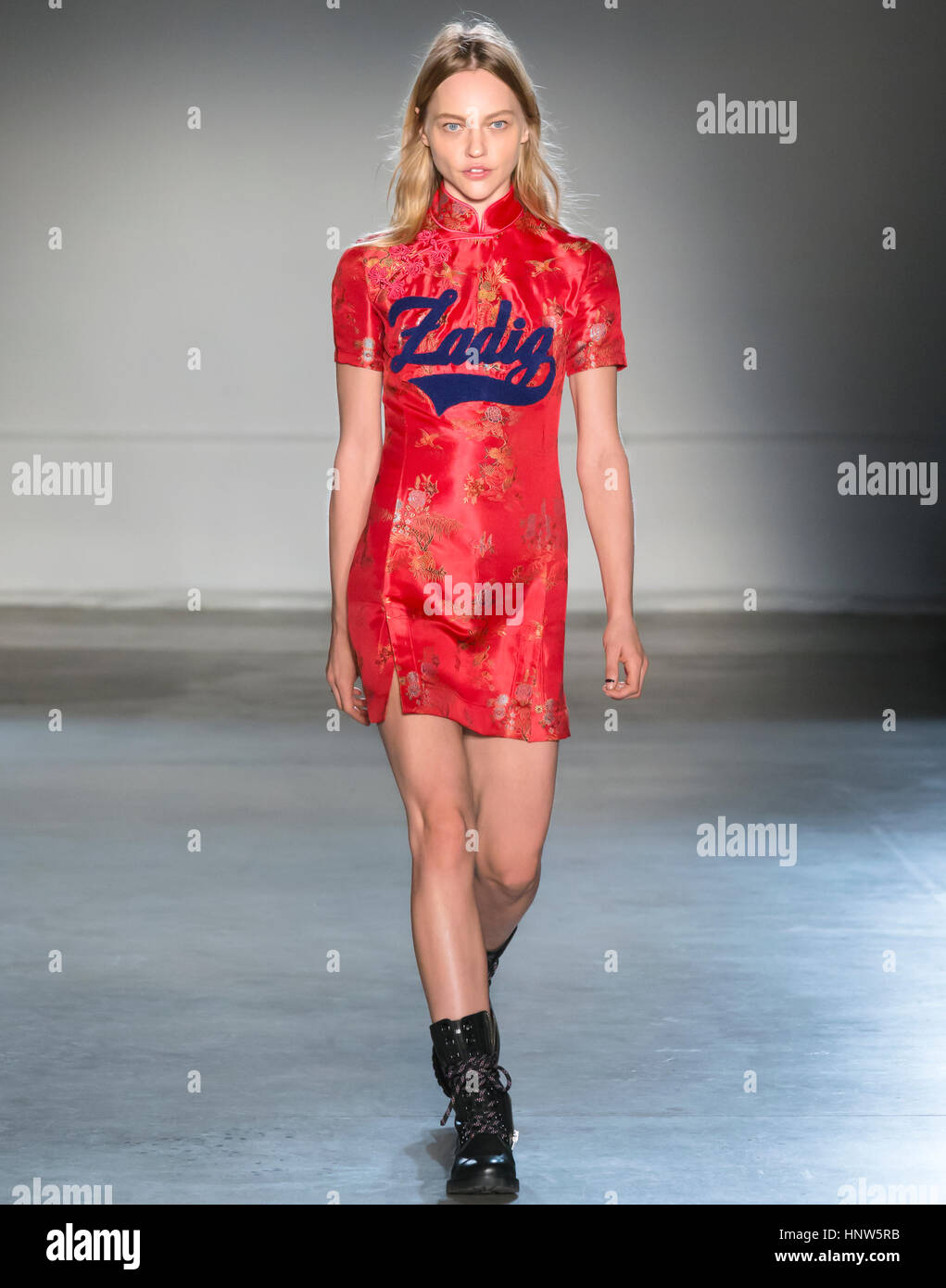 NEW YORK, NY - FEBRUARY 13, 2017: Sasha Pivovarova walks the runway at ...