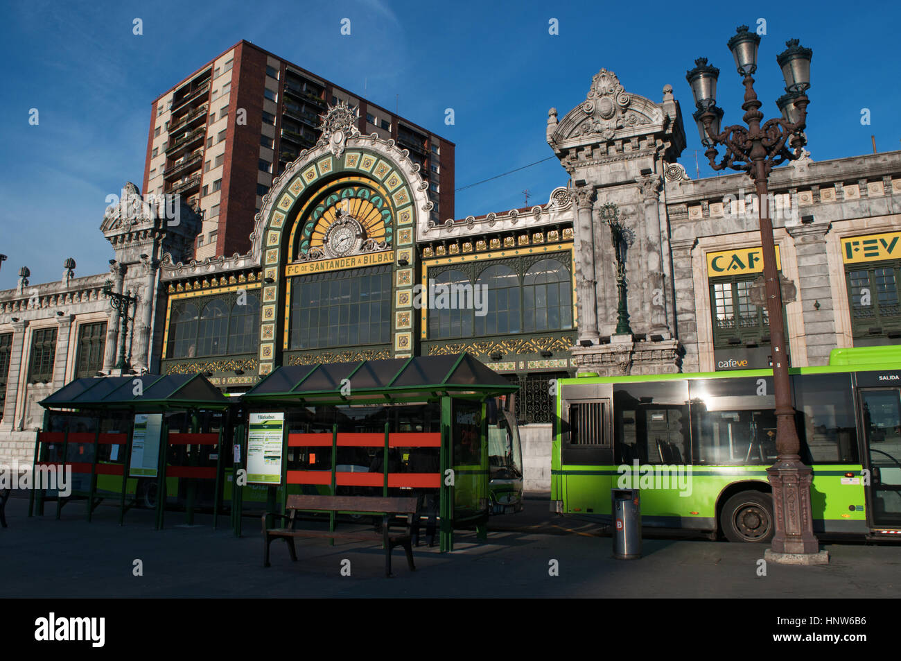 Bilbao, buses in front of the Bilbao Concordia station, known as Bilbao ...