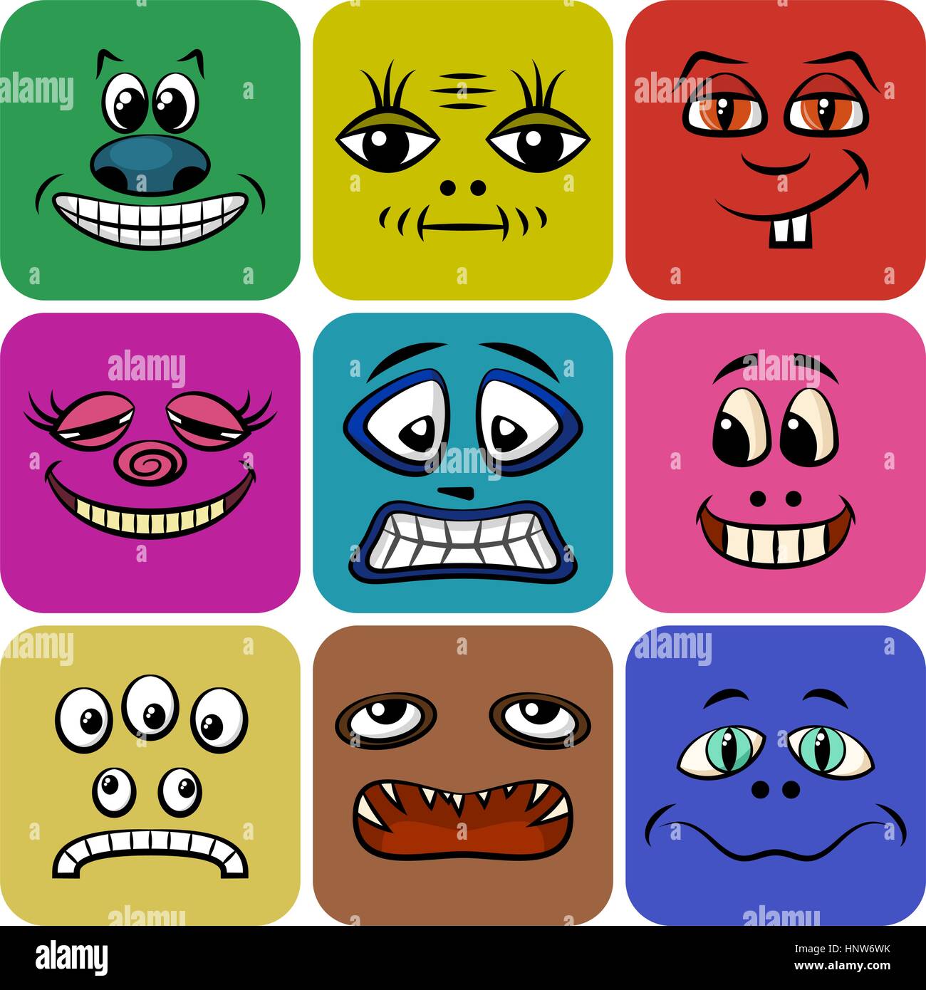 Monster Smileys, Set Stock Vector Image & Art - Alamy