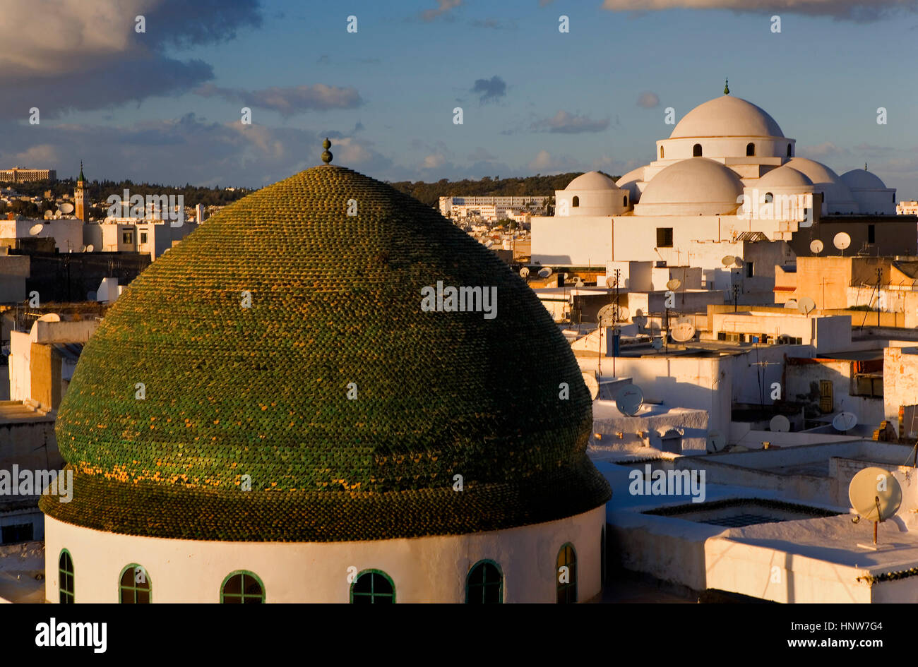Tunisia: City of Tunis.skyline of Tunis. At right Sidi Mahrez Mosque ...
