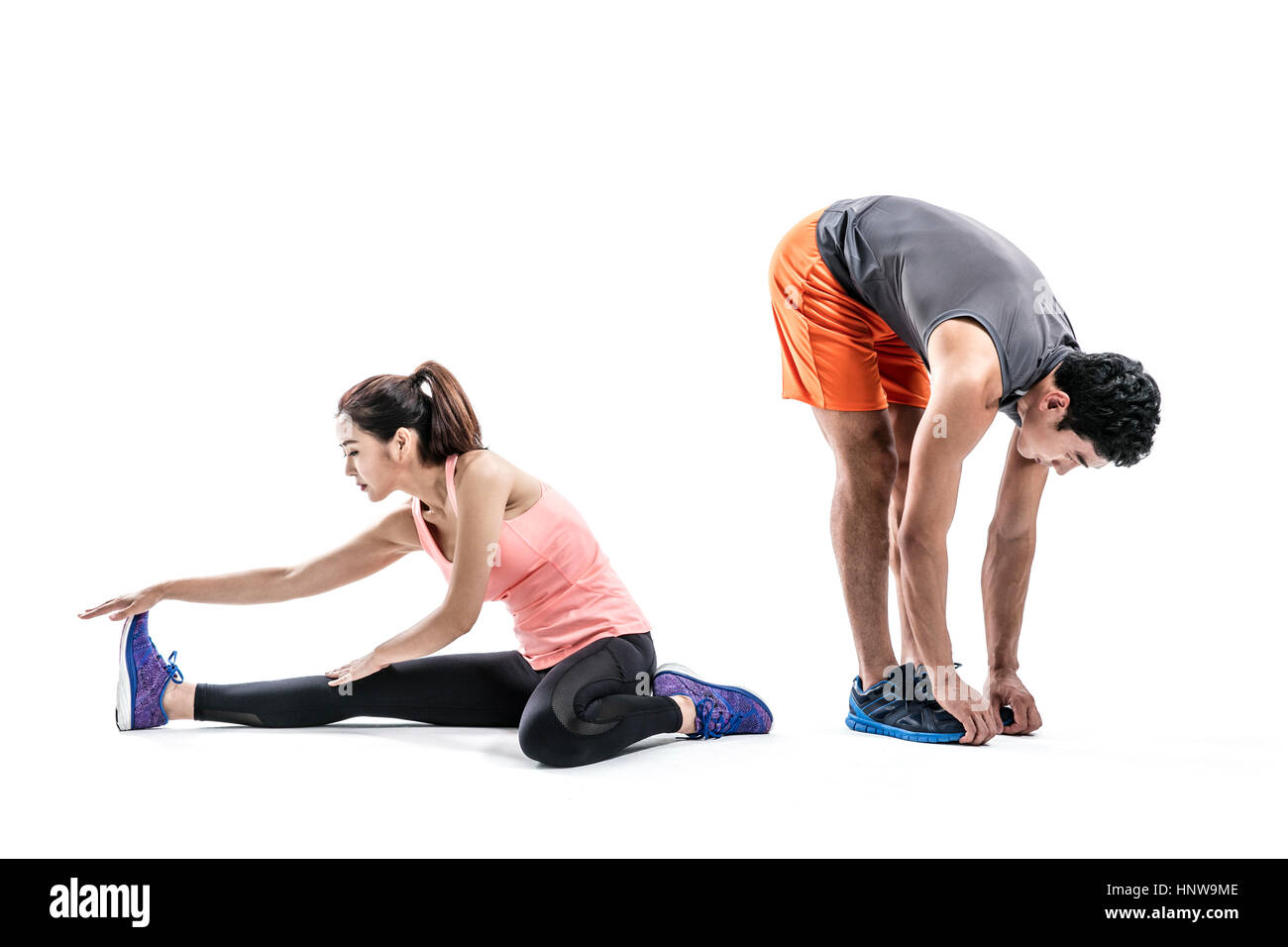 Warming up stretching Cut Out Stock Images & Pictures - Alamy