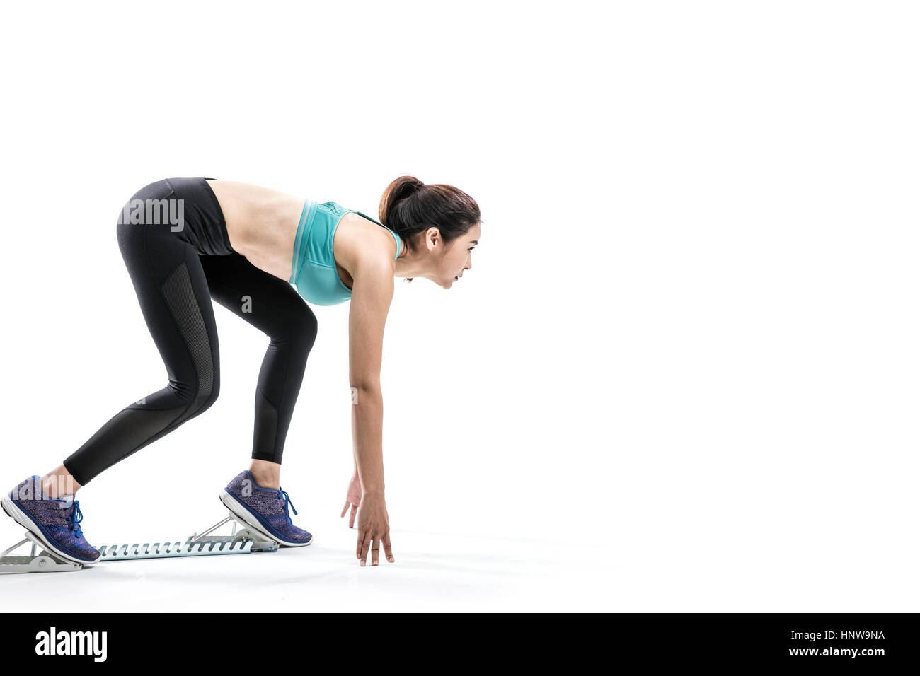 Asian female athlete ready run hi-res stock photography and images - Alamy