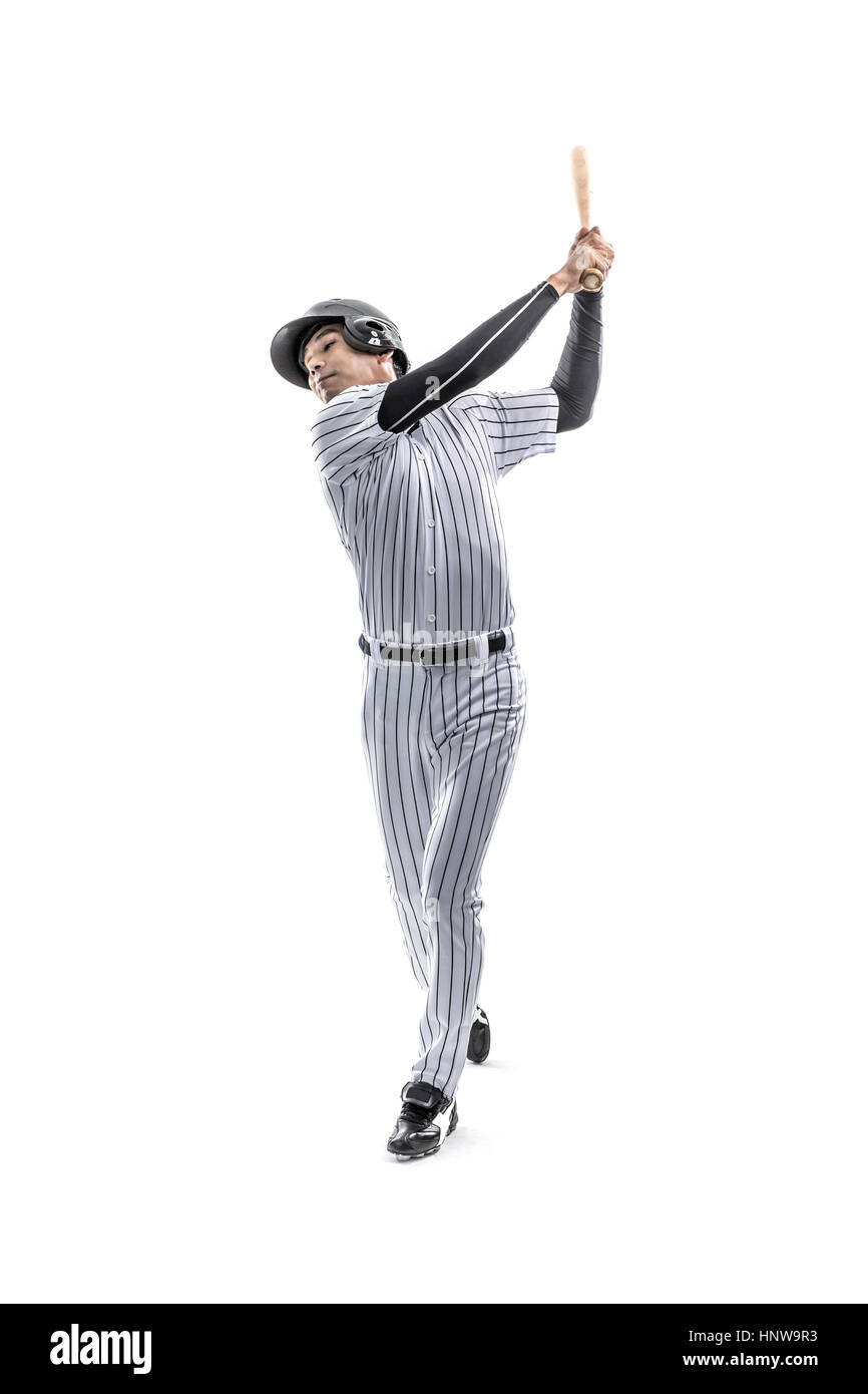 Baseball player swinging a bat Stock Photo - Alamy