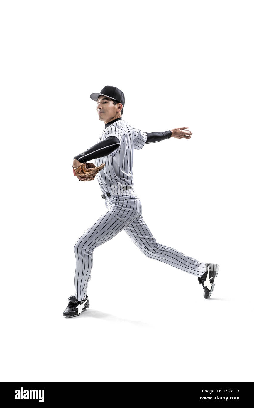 Side view of baseball player Stock Photo - Alamy