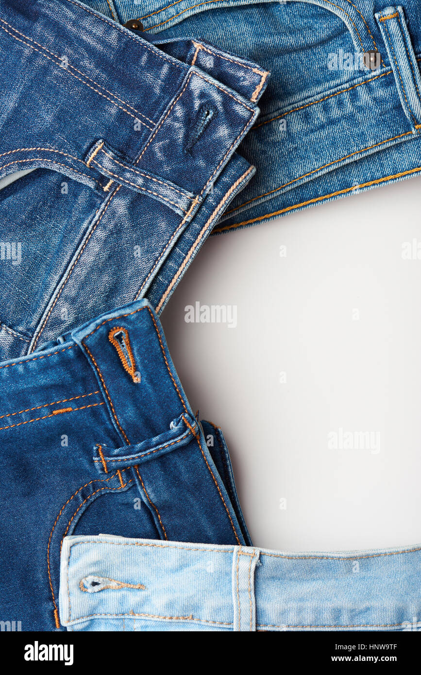 Round border from jeans with white isolated copy space Stock Photo - Alamy