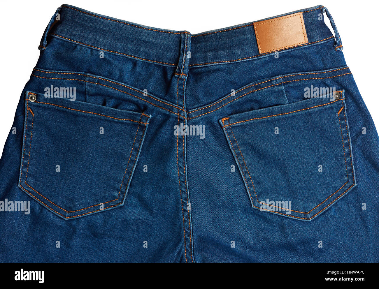 Close up of back pockets on jeans isolated on white background Stock ...