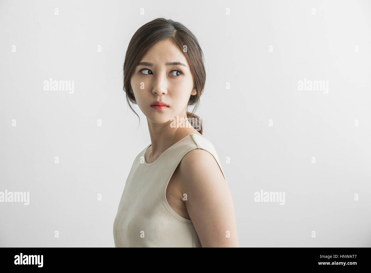 Portrait of young woman gloomy Stock Photo - Alamy