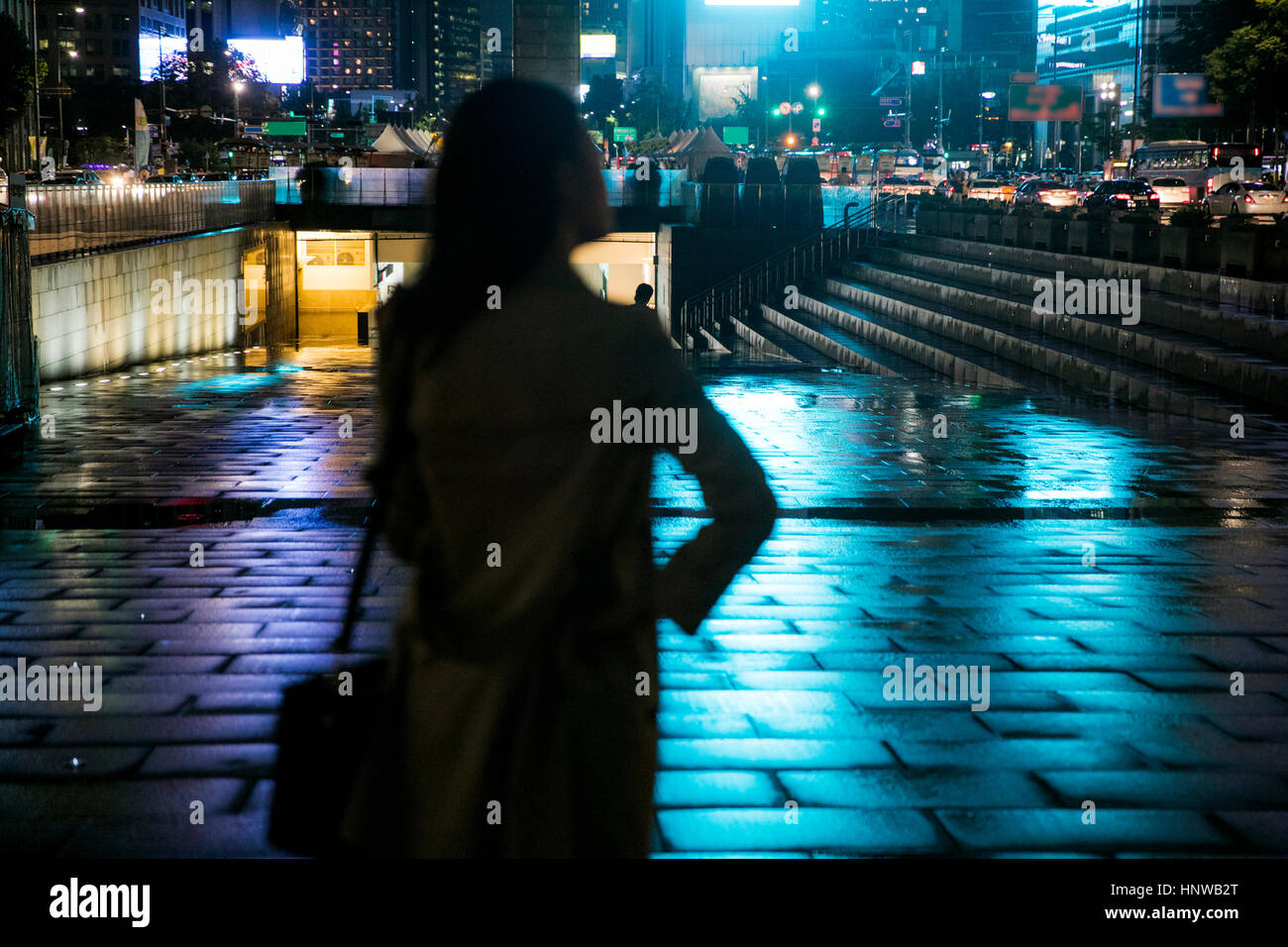 Woman watching night view hi-res stock photography and images - Alamy