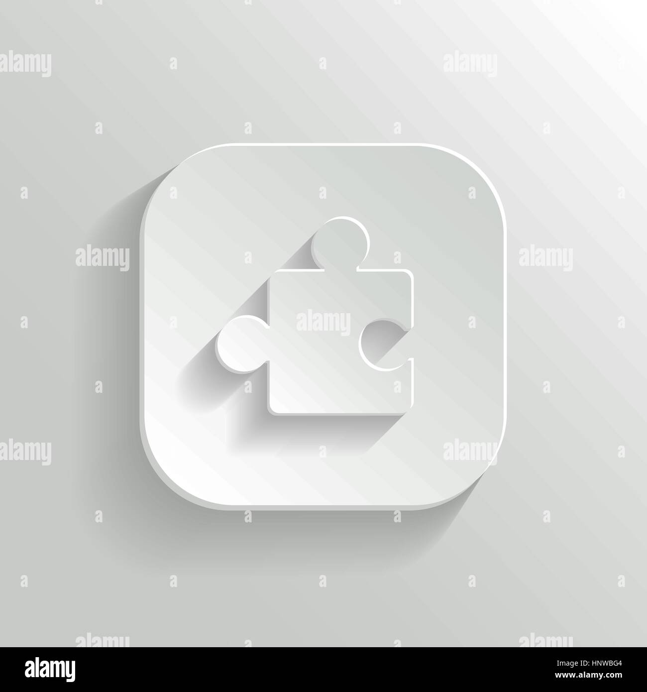 Puzzle icon - vector white app button with shadow Stock Vector Image ...