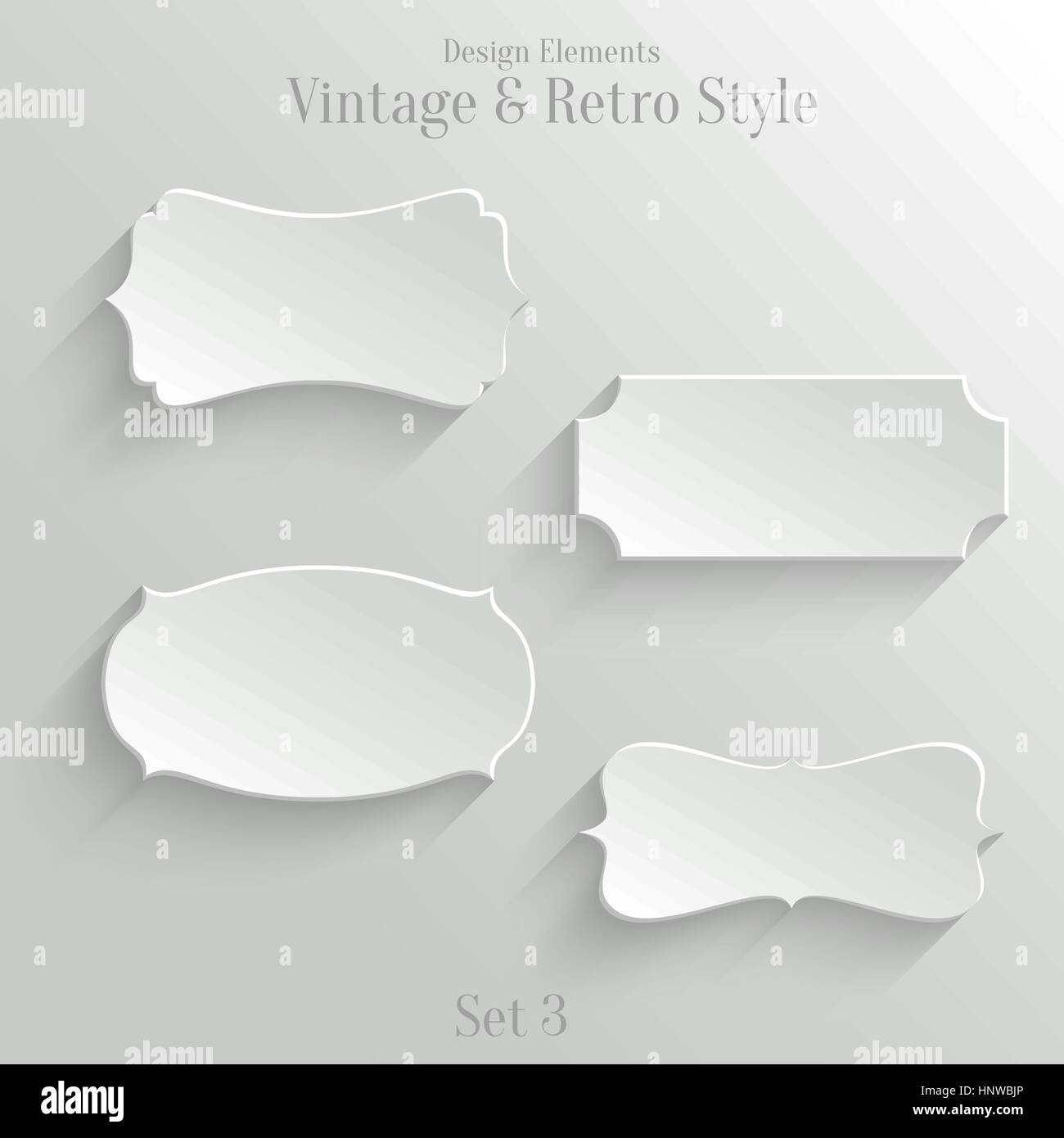Collection of white paper banners in vintage and retro style. Set 3 ...