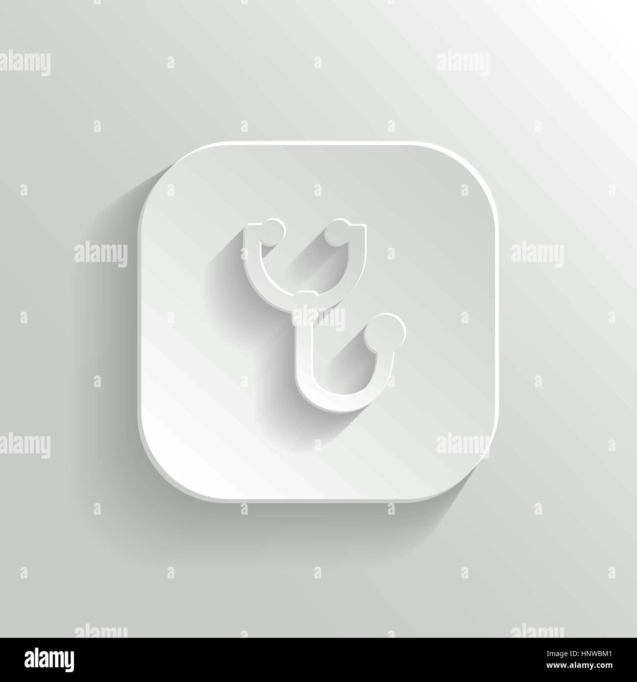 Stethoscope icon - vector white app button with shadow Stock Vector ...