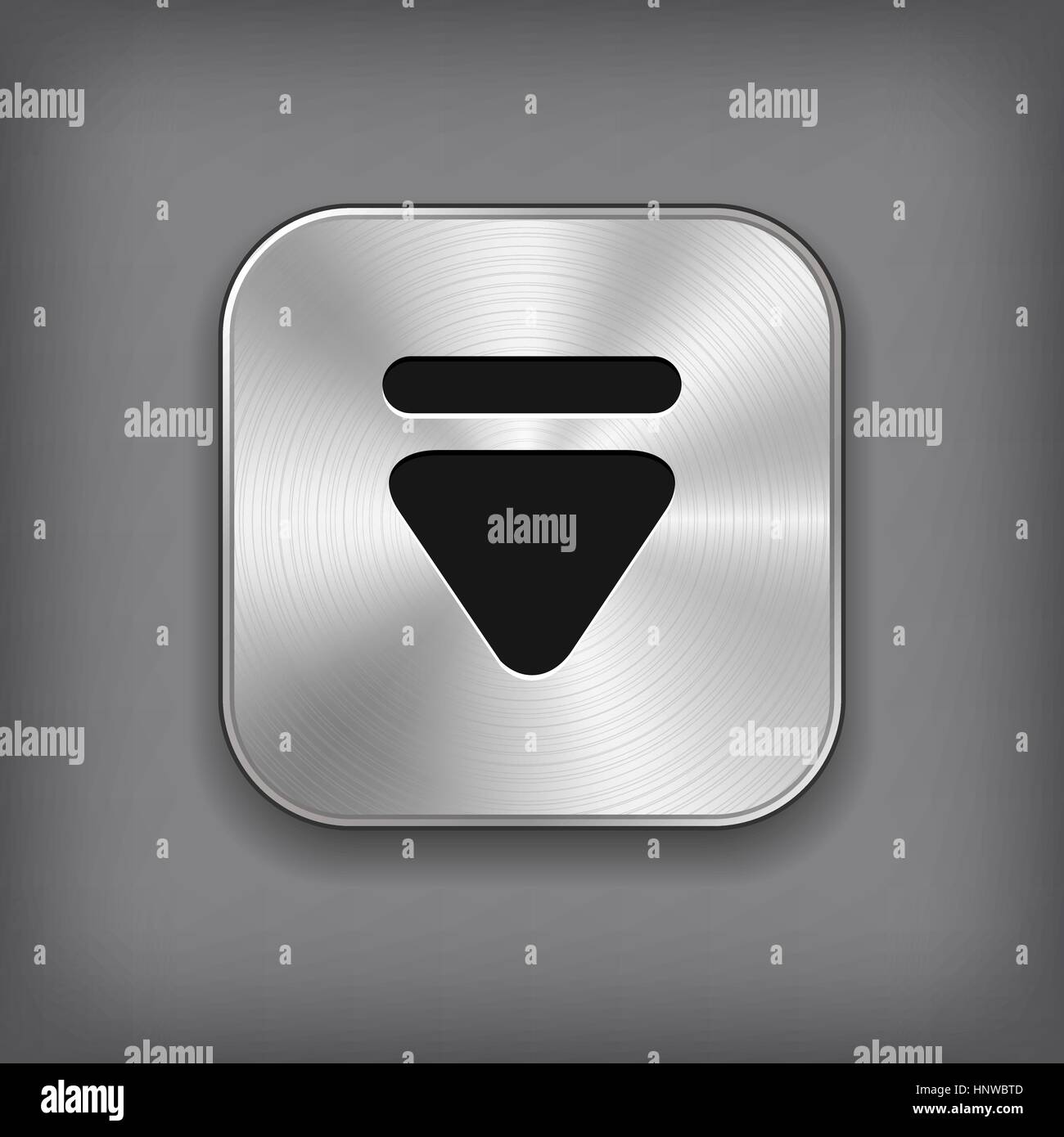 Down arrow icon - vector metal app button with shadow Stock Vector ...