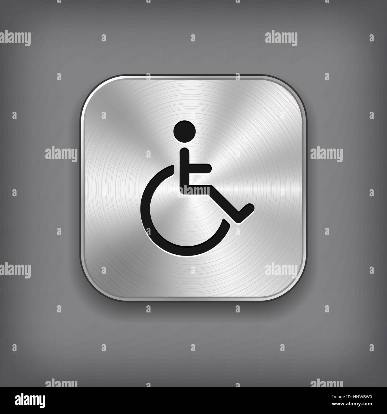 Disabled icon - vector metal app button with shadow Stock Vector Image ...