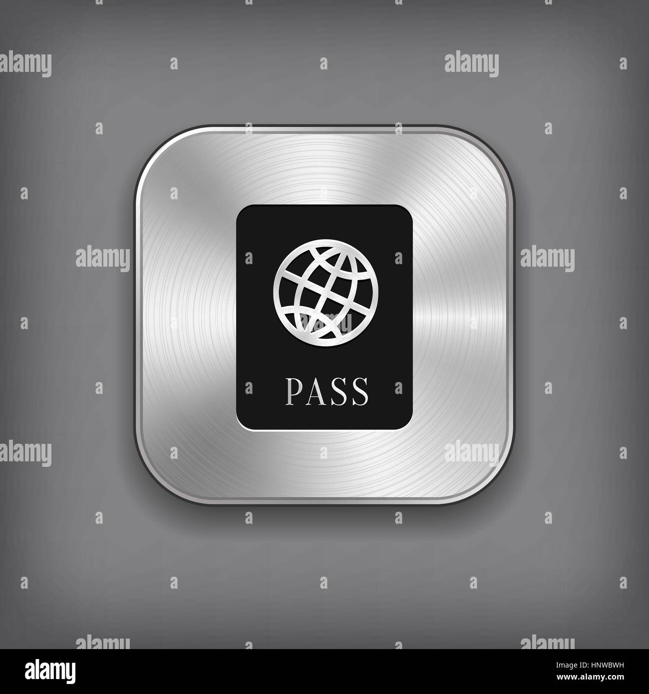 Passport icon - vector metal app button with shadow Stock Vector Image ...