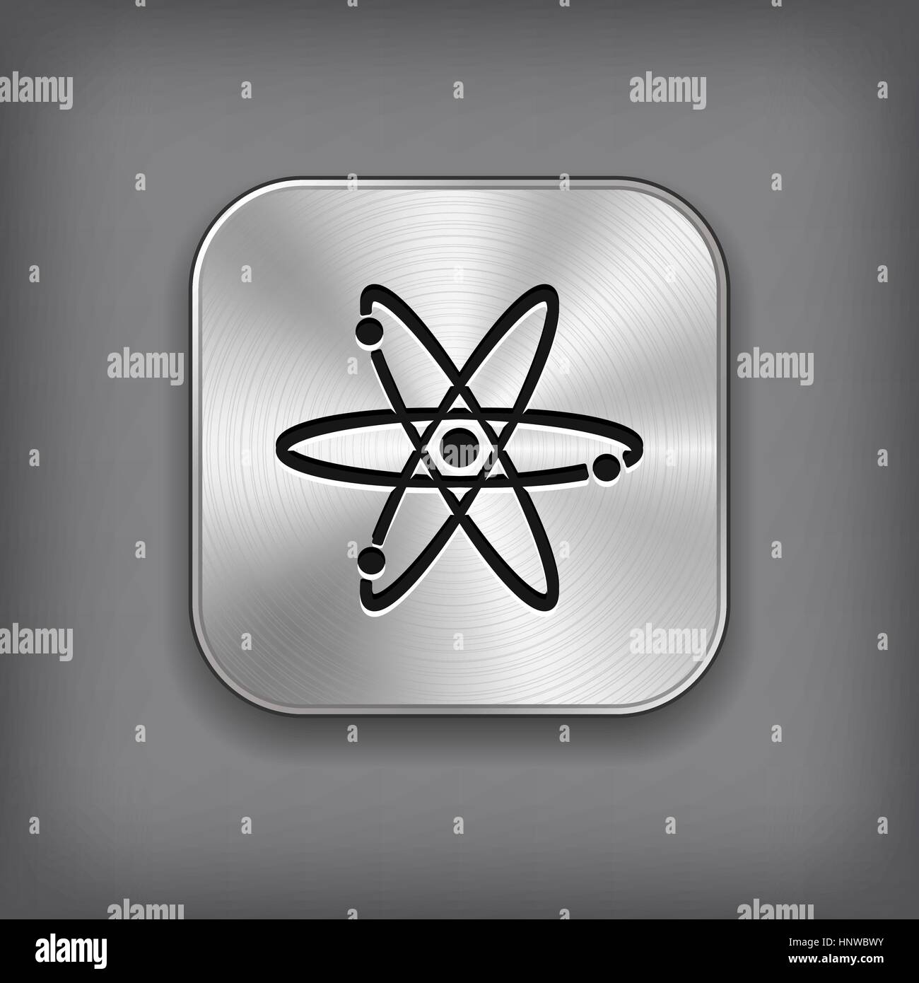 Atom icon - vector metal app button with shadow Stock Vector Image ...