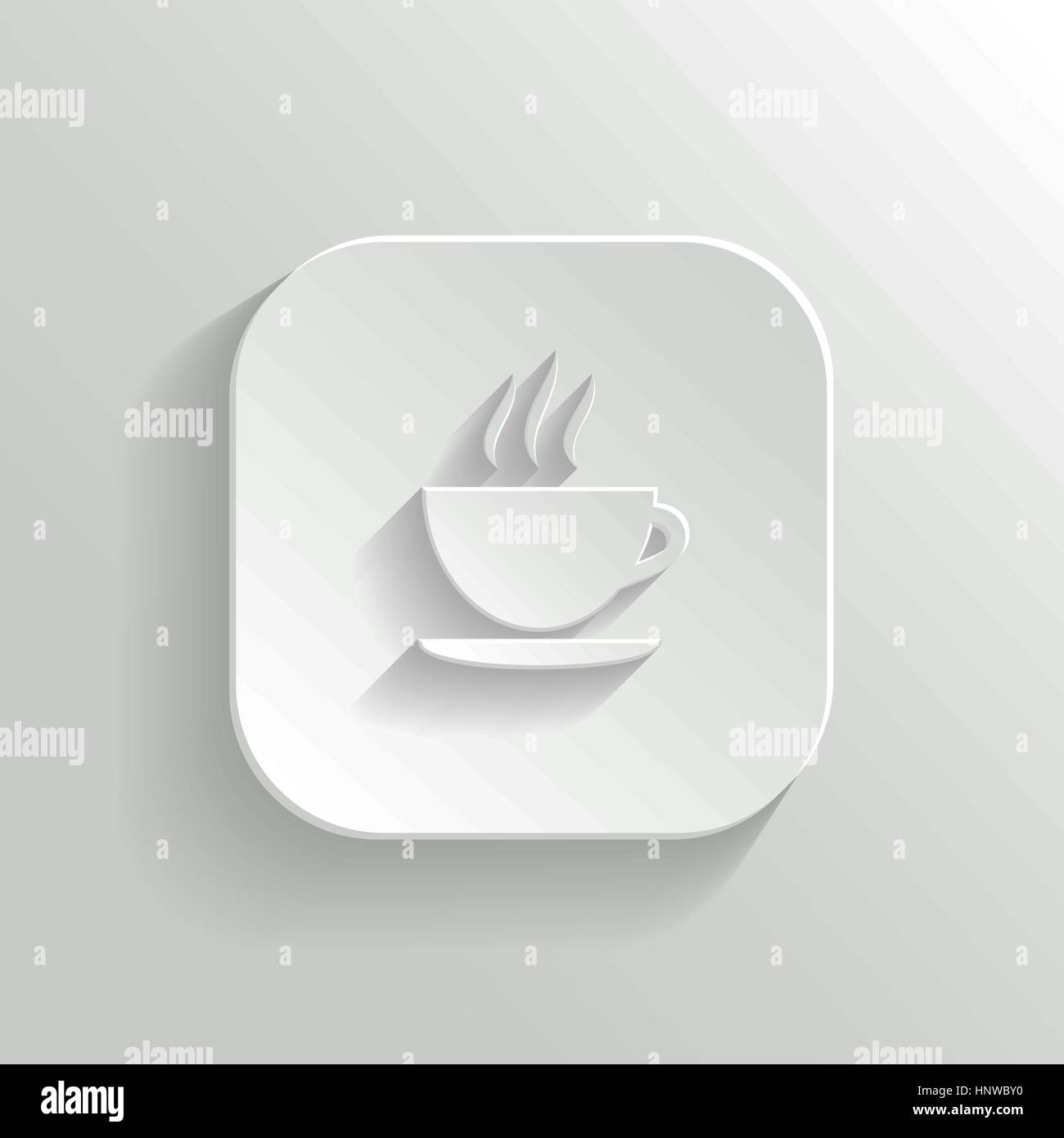 Coffee icon - vector white app button with shadow Stock Vector Image ...