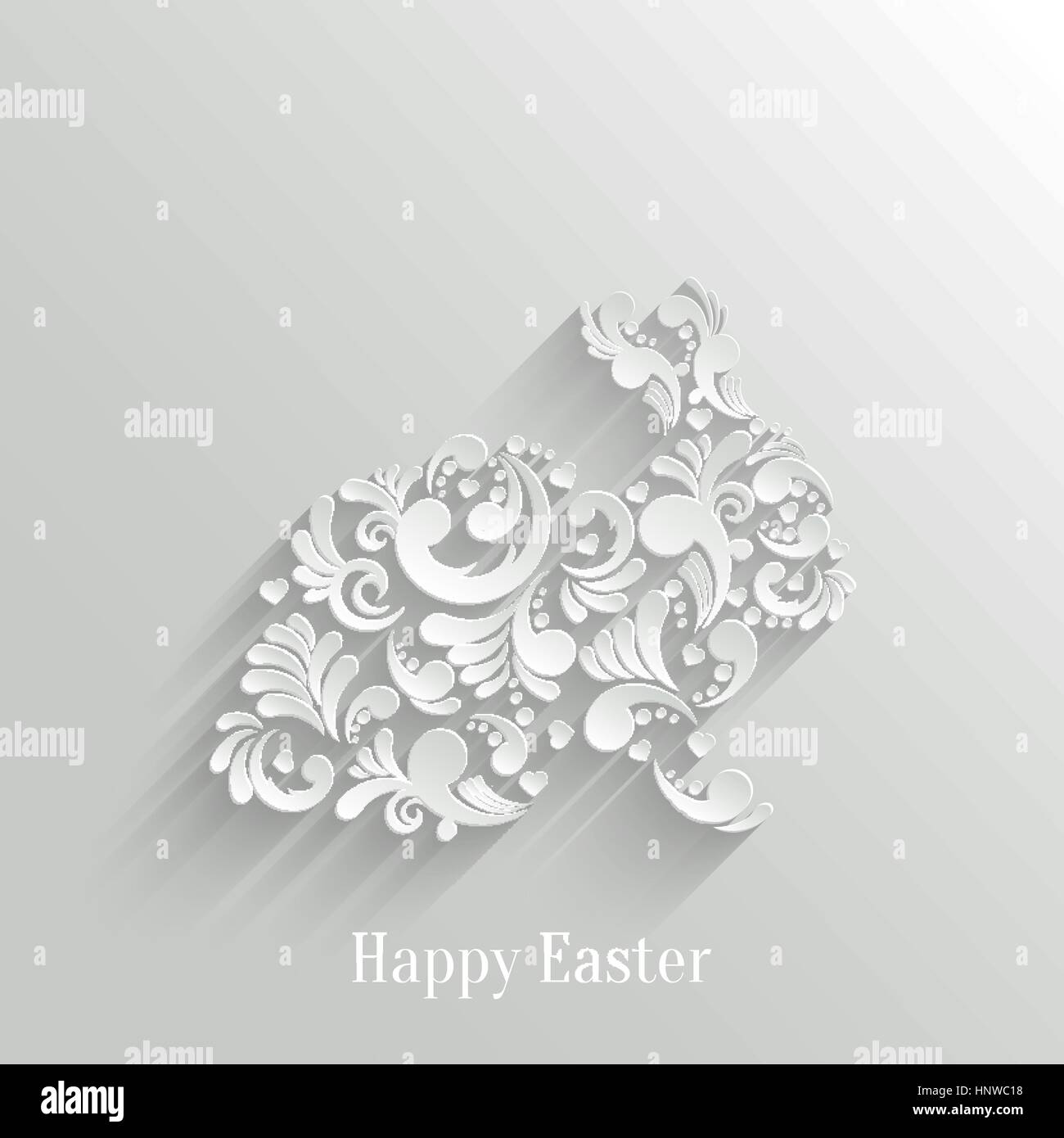 Abstract Background with Floral Easter Rabbit Bunny, Trendy Design ...