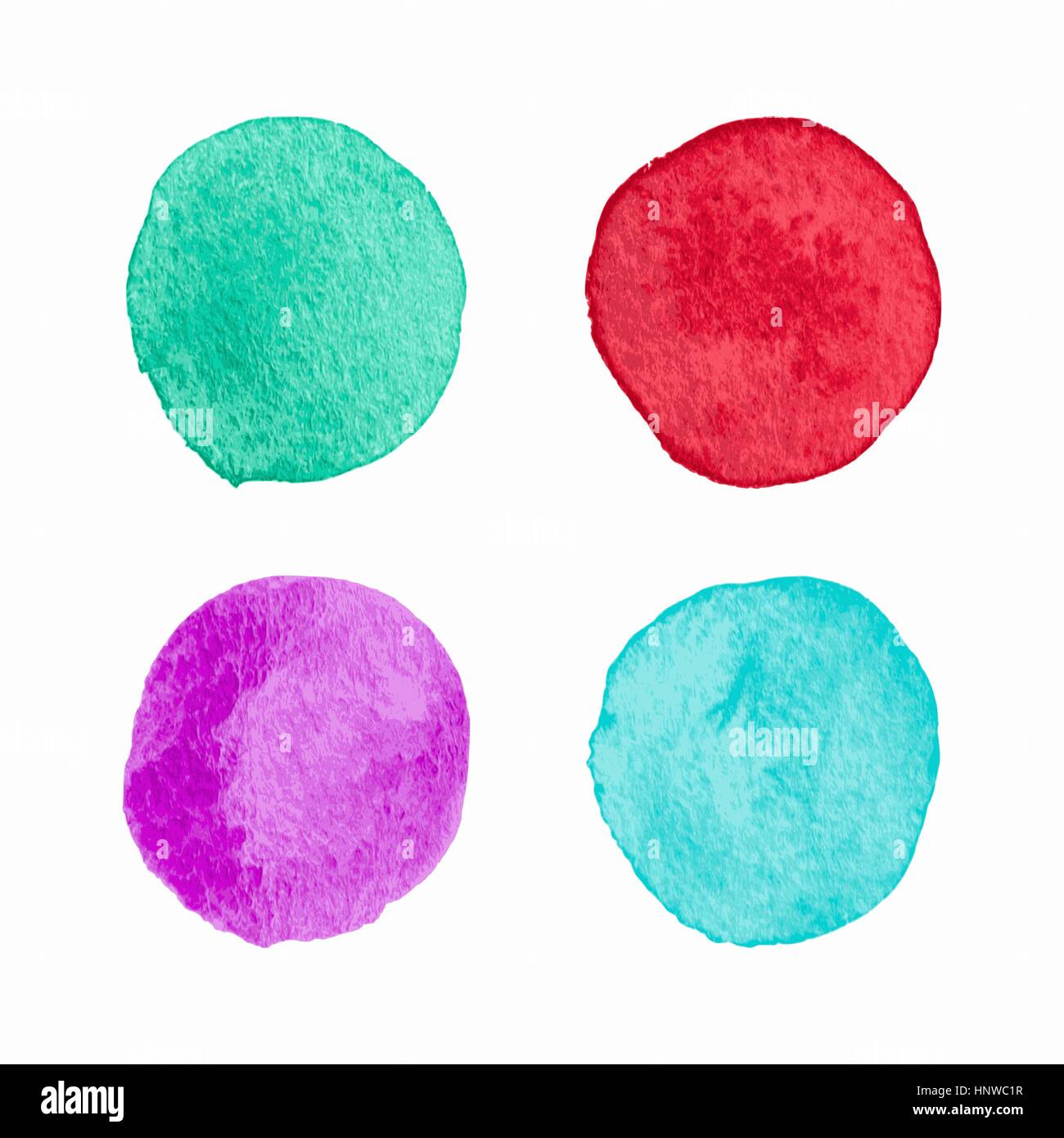 Vector Color Isolated Watercolor Circles Set. Watercolour palette Stock ...