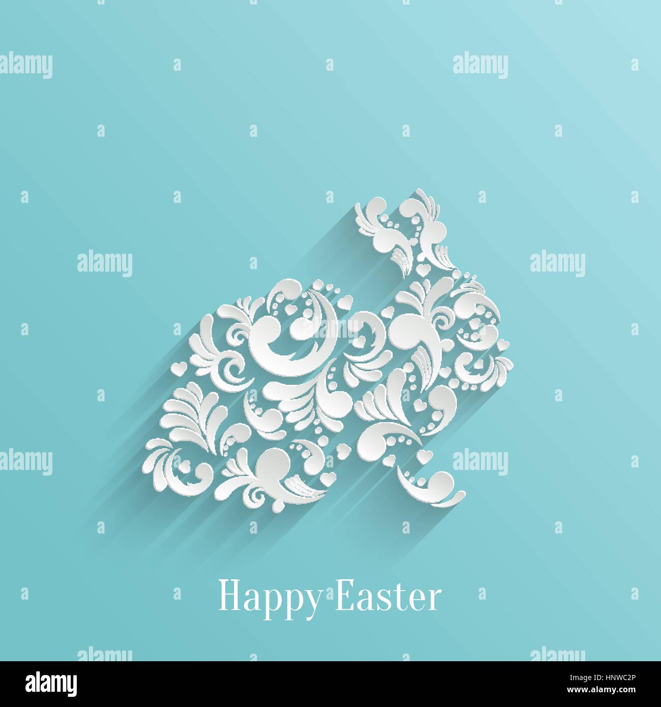 Abstract Background with Floral Easter Rabbit Bunny, Trendy Design ...