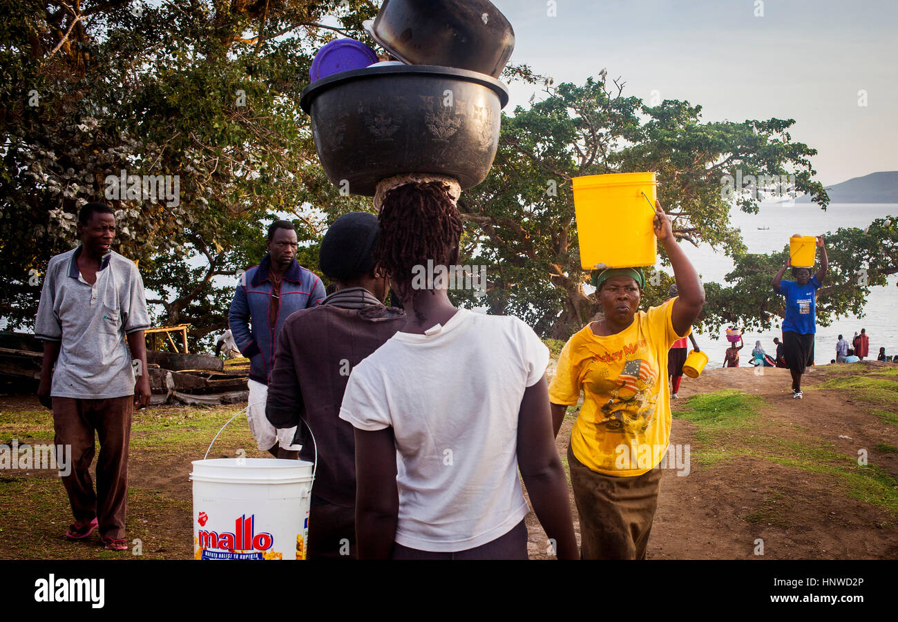 Port, the fishing village of Litari, Rusinga Island, Lake Victoria ...