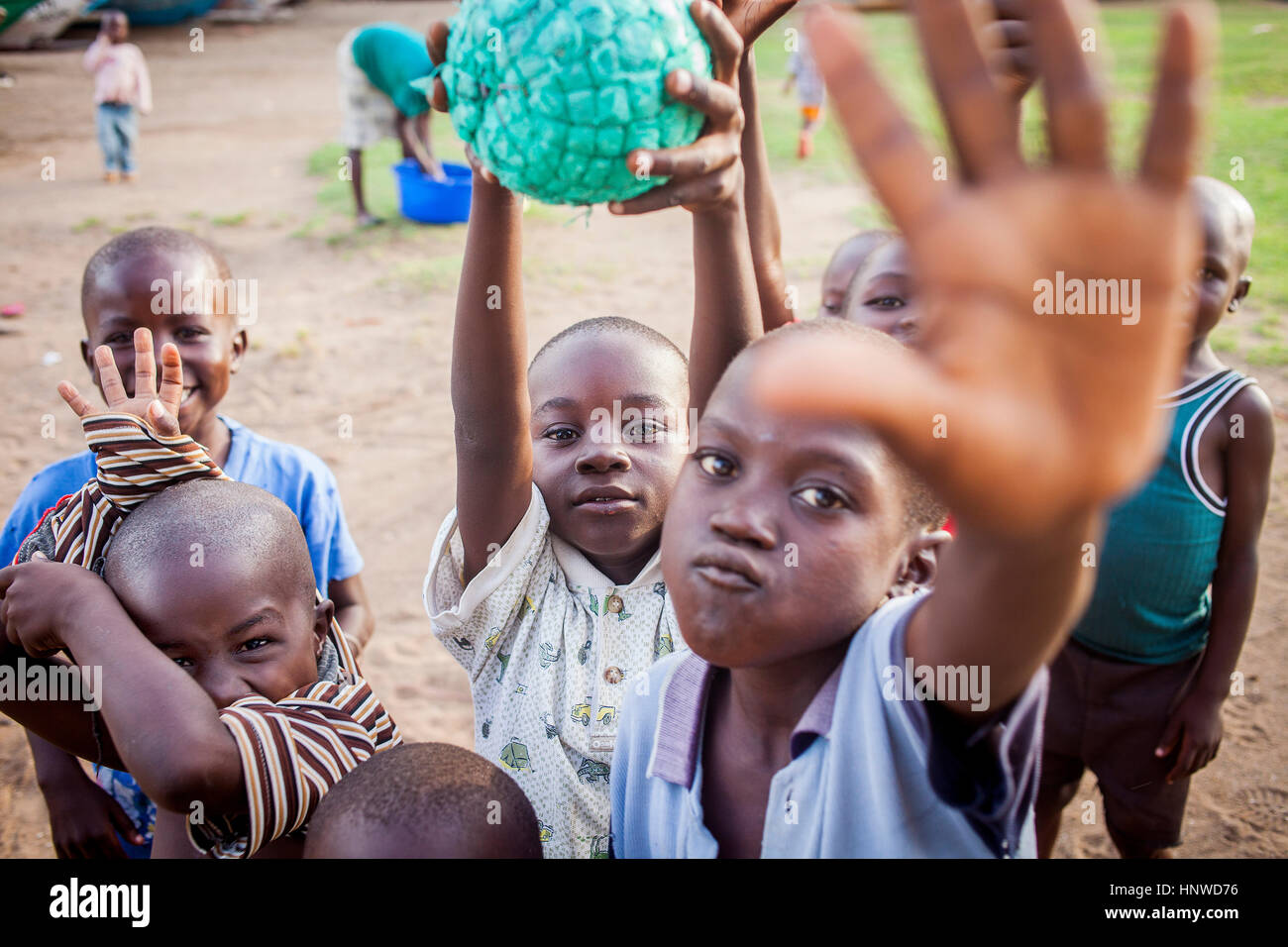 Children, in the fishing village of Kolunga, Rusinga Island, Lake ...