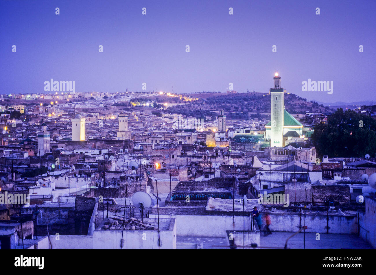 skyline. Elevated view over the Medina, UNESCO World Heritage Site, Fez ...
